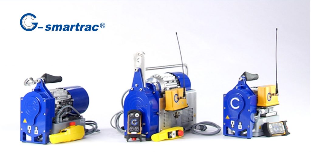 The battery-powered and self-elevating cable winch for material ...